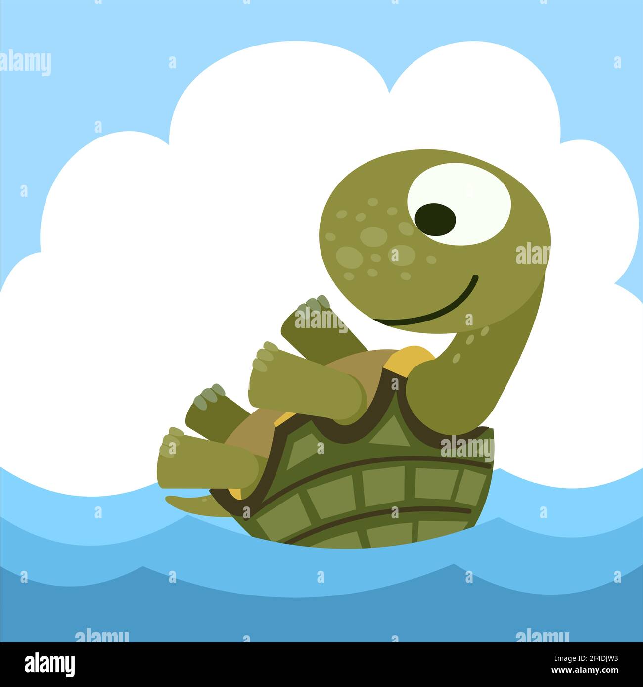 Little baby turtle. Isolated object on a white background. Cheerful ...