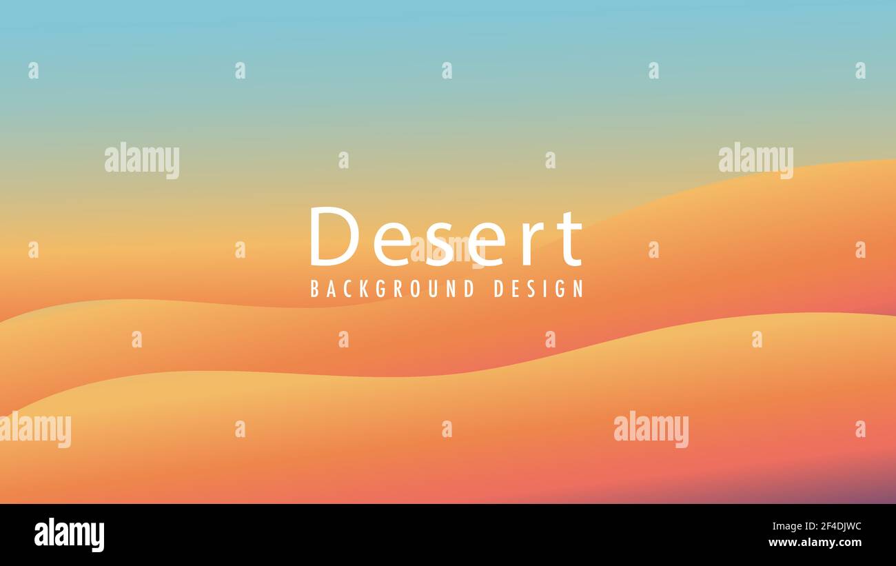 Minimal golden desert vector illustration. Wavy shape with soft ...