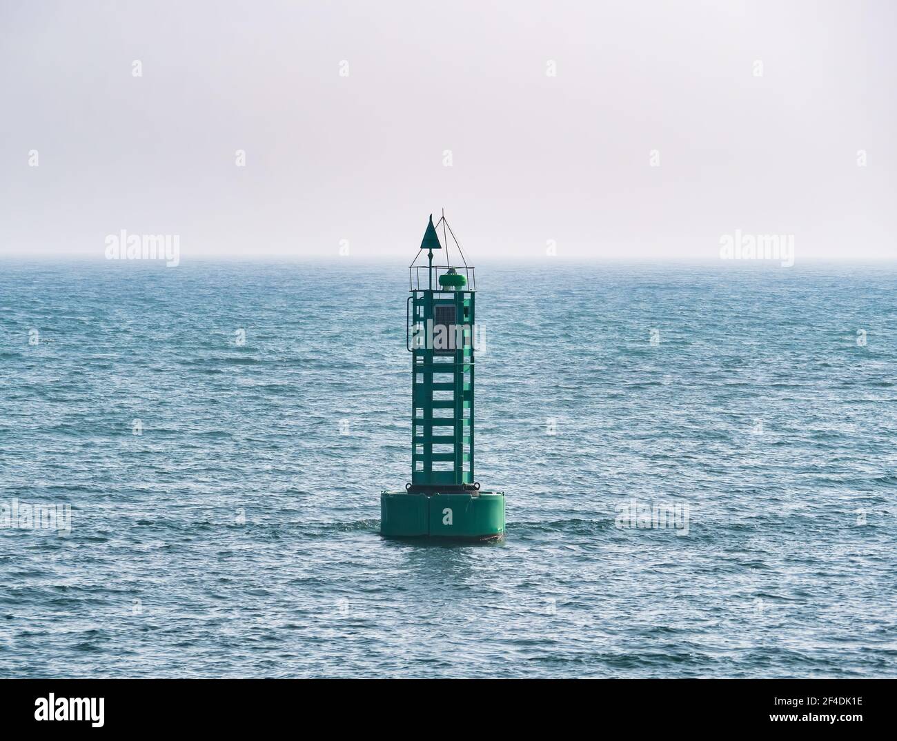Navigation beacon or buoy in the Black Sea at the surface of the water ...