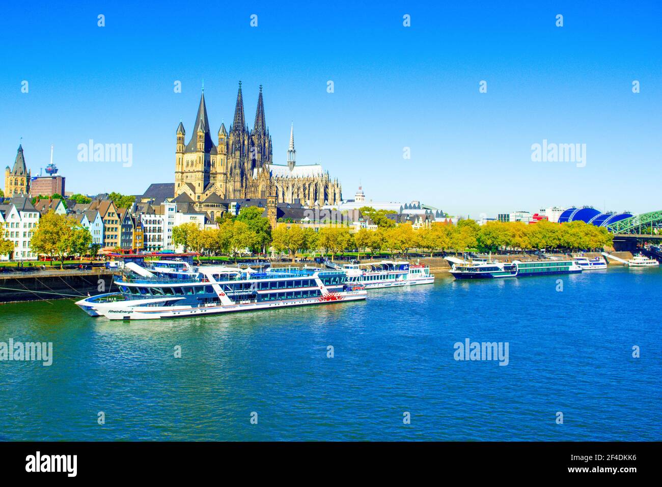 Cologne, Germany - 27 September 2018: Landscape of the waterfront of ...