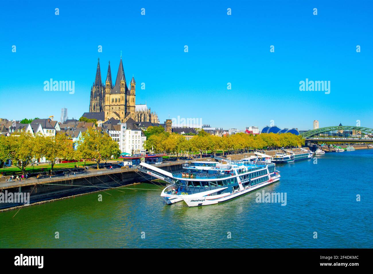 Cologne, Germany - 27 September 2018: Landscape of the waterfront of ...