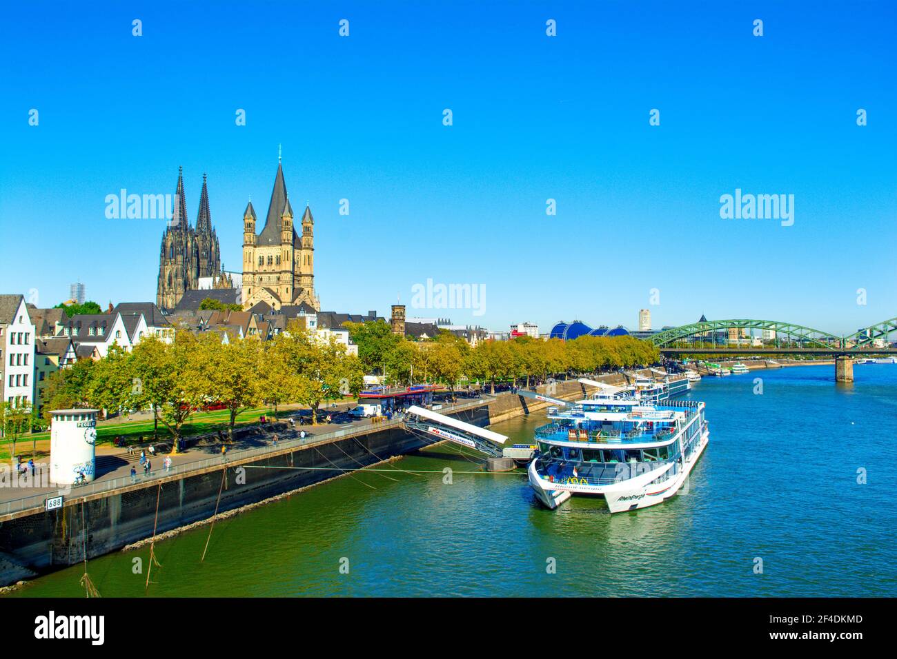Cologne, Germany - 27 September 2018: Landscape of the waterfront of ...