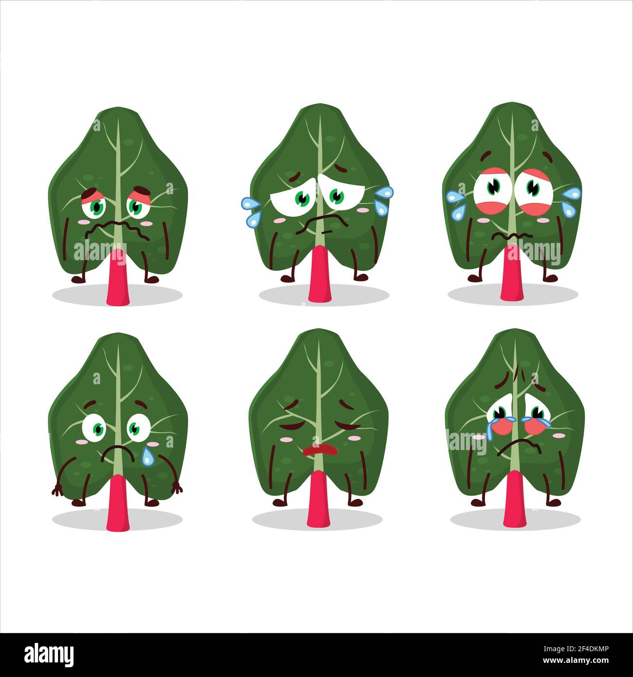 Rhubarb cartoon in character with sad expression. Vector illustration ...