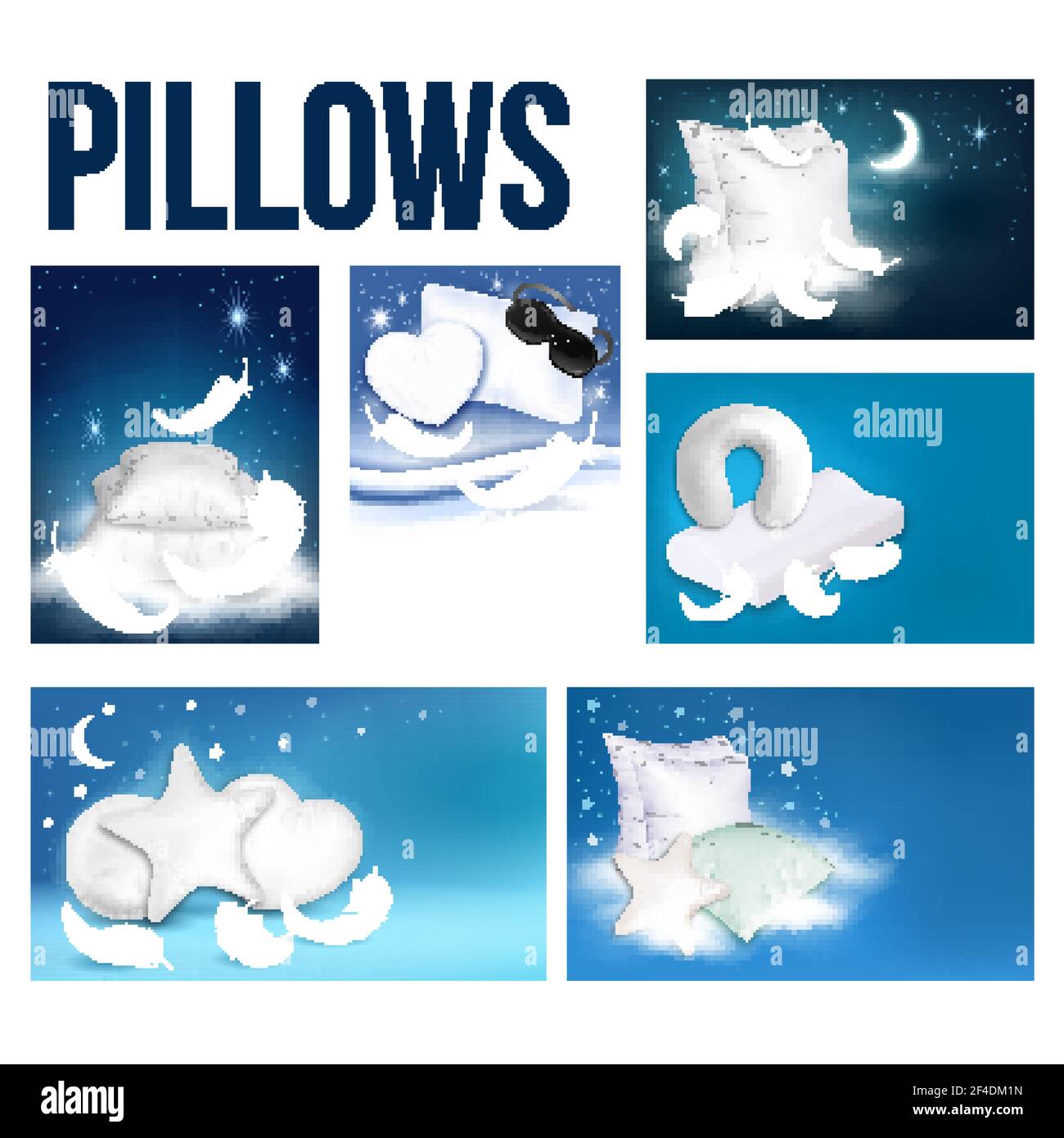 Pillows For Sleeping Advertising Banner Set Vector Stock Vector Image ...