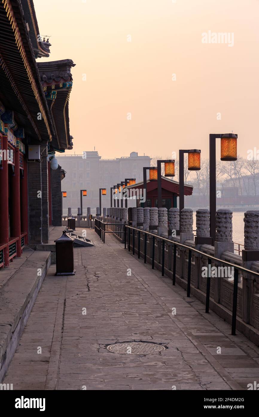 Beautiful lakeside promenade at Behai park in Beijing, China, in May ...