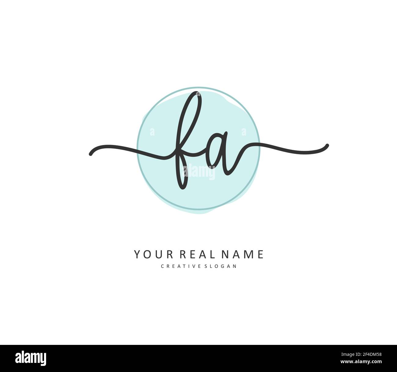 F A FA Initial letter handwriting and signature logo. A concept ...