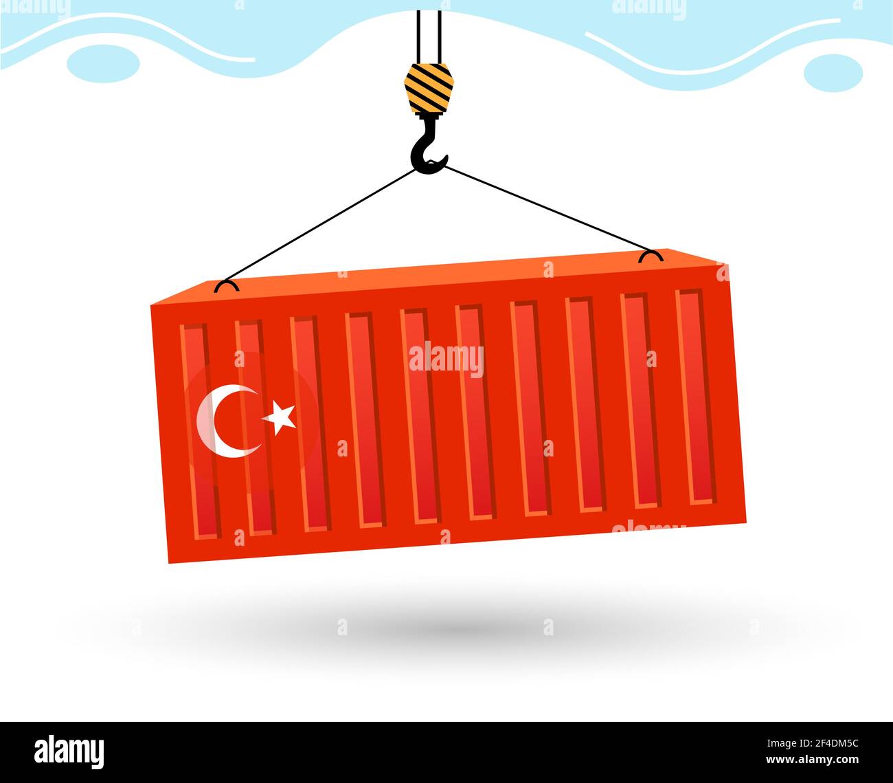 Port crane picks up cargo containers with flag of China. Red cargo in ...