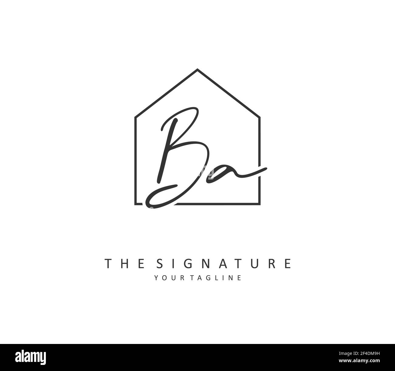 B A BA Initial letter handwriting and signature logo. A concept ...
