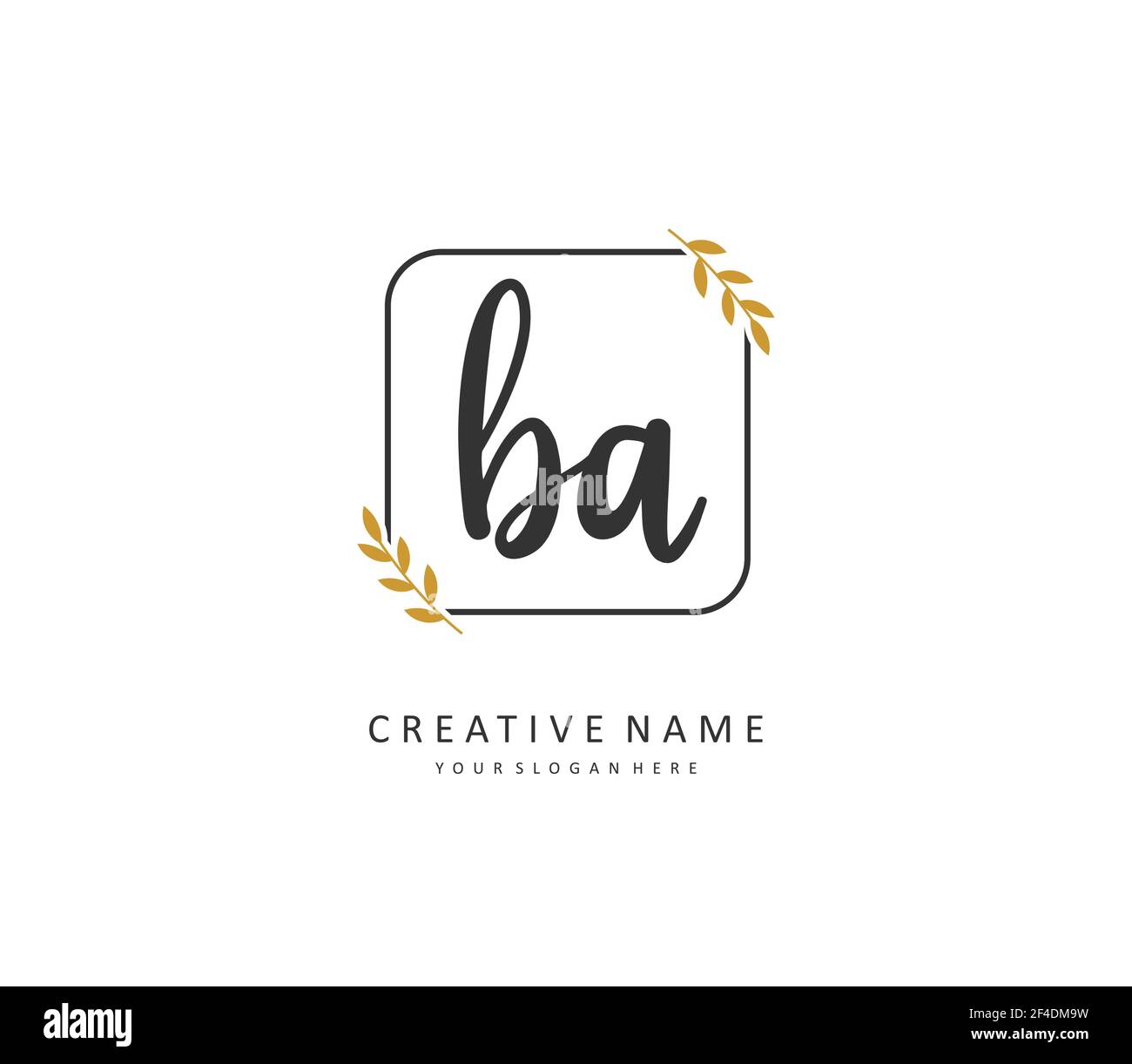 B A BA Initial letter handwriting and signature logo. A concept ...