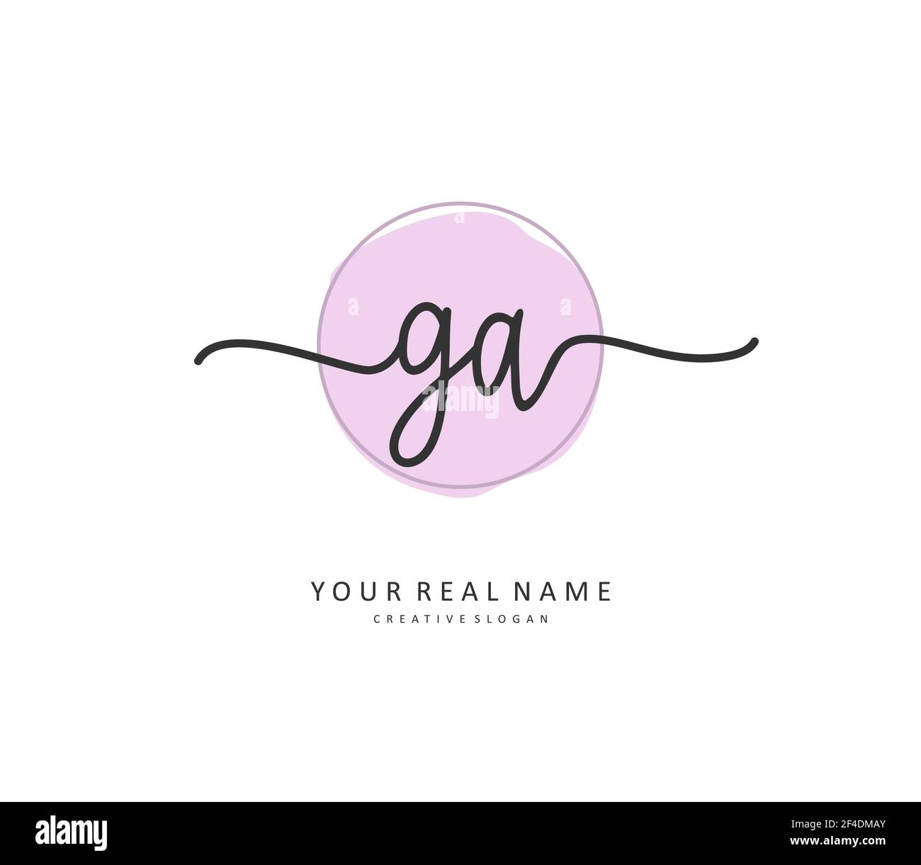 G A GA Initial letter handwriting and signature logo. A concept handwriting initial logo with ...