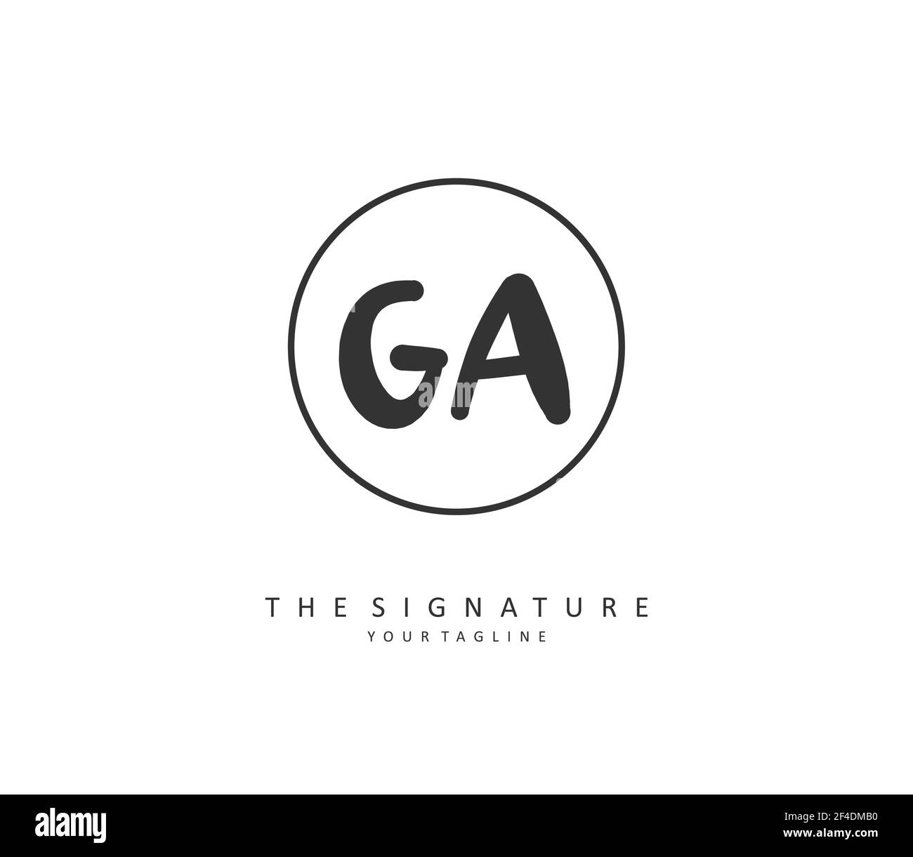 G A GA Initial letter handwriting and signature logo. A concept handwriting initial logo with ...