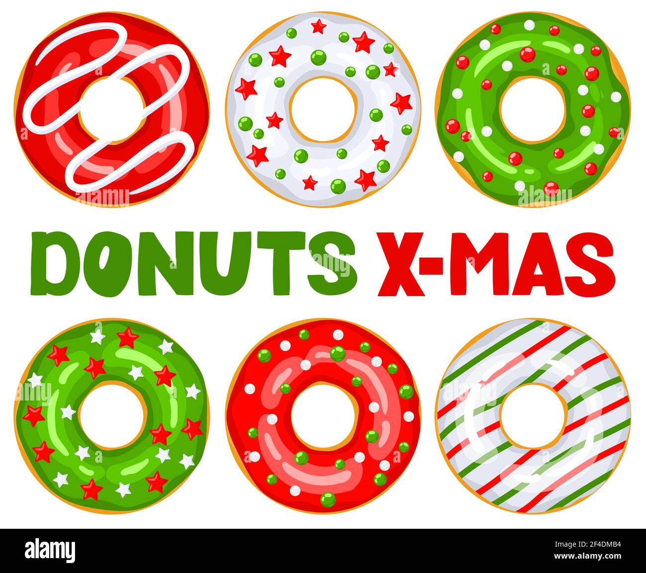 Mobile. Vector illusChristmas donuts set. Green, white, red donuts are ...