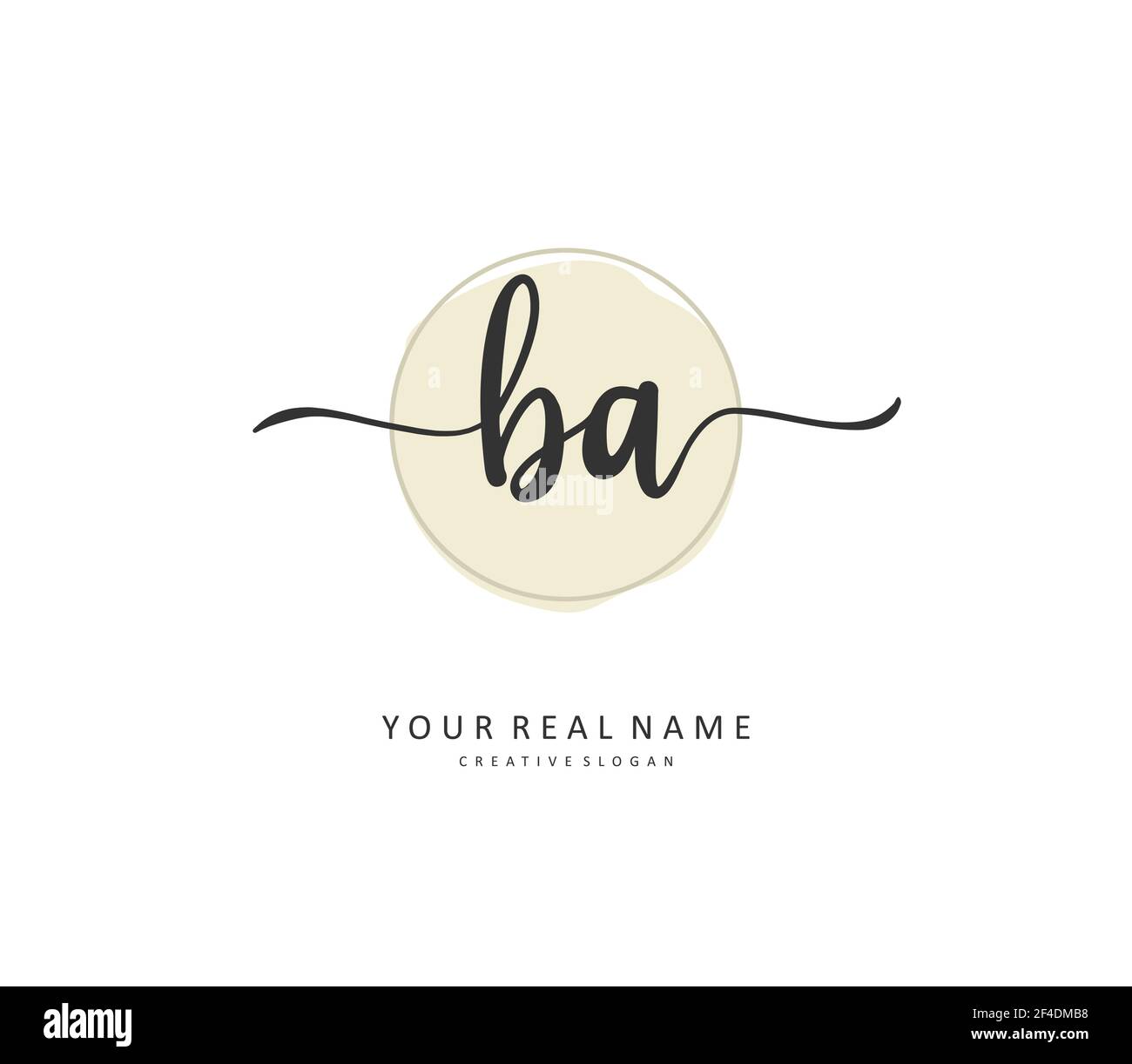 B A BA Initial letter handwriting and signature logo. A concept ...