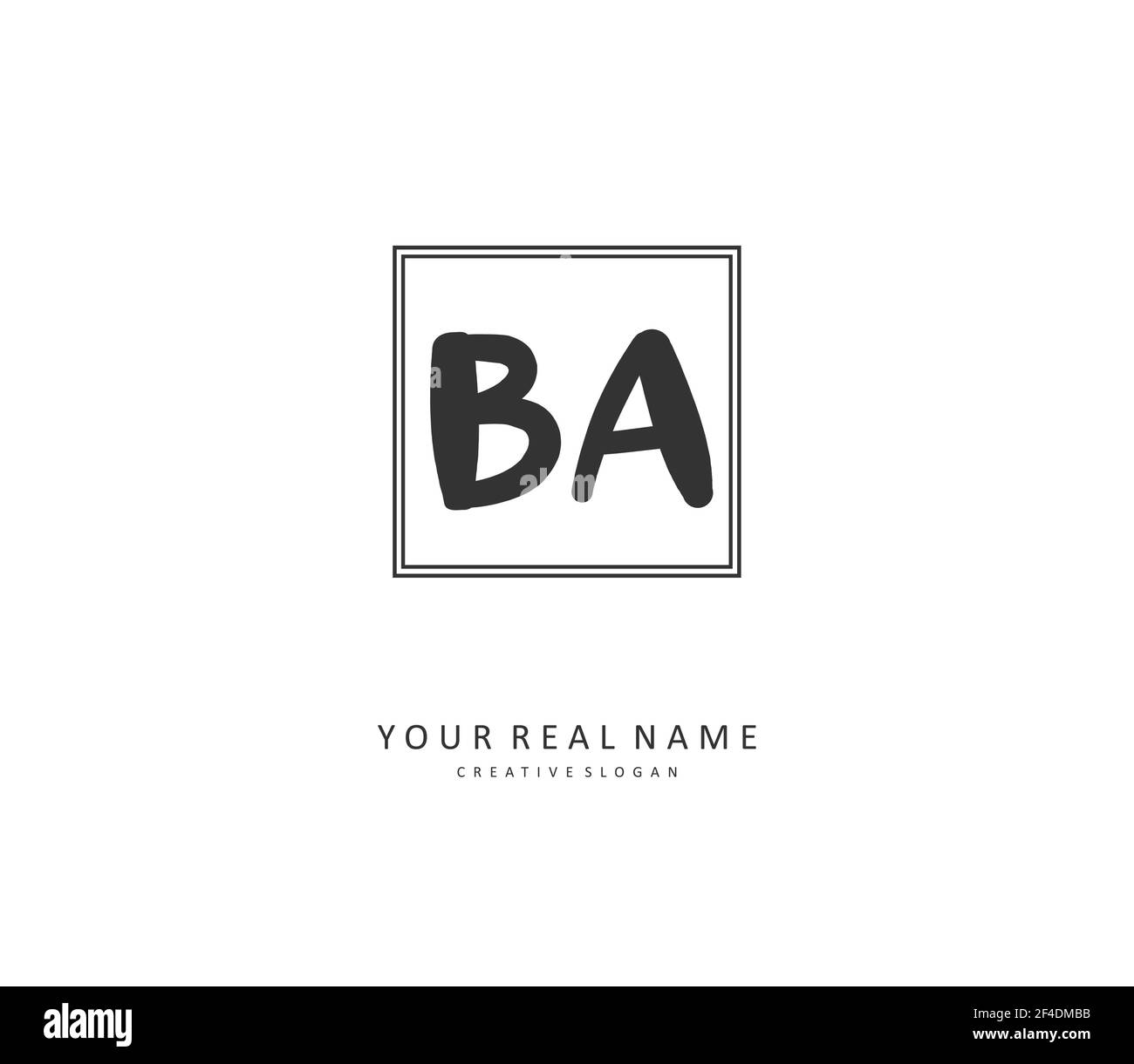B A BA Initial letter handwriting and signature logo. A concept ...