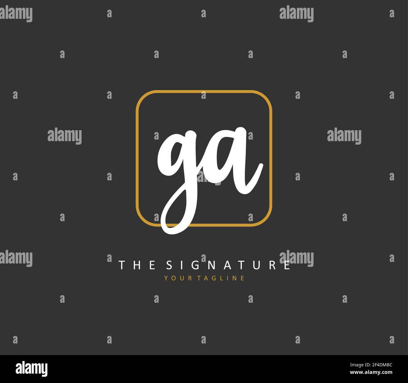 G A GA Initial letter handwriting and signature logo. A concept handwriting initial logo with ...