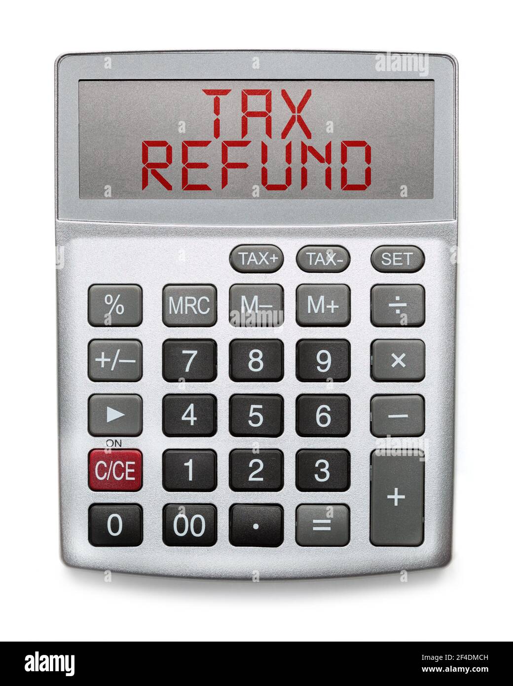 Calculator showing the word Tax Refund Stock Photo - Alamy