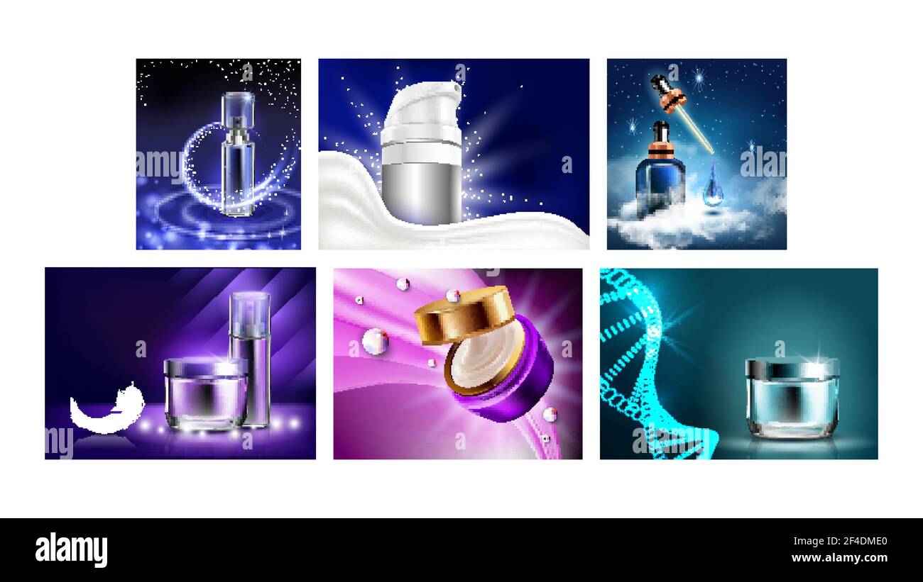 Night Cream Creative Promo Posters Set Vector Stock Vector Image & Art ...