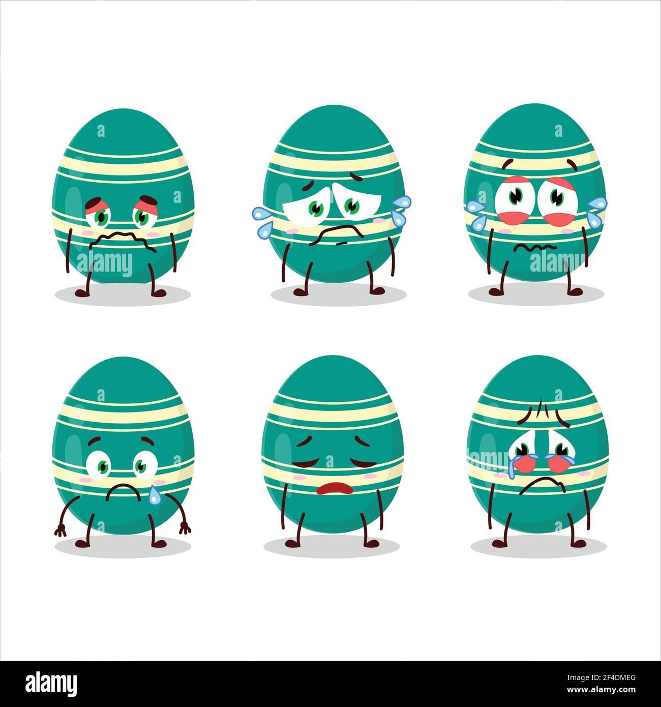 Teal easter egg cartoon character with sad expression. Vector ...