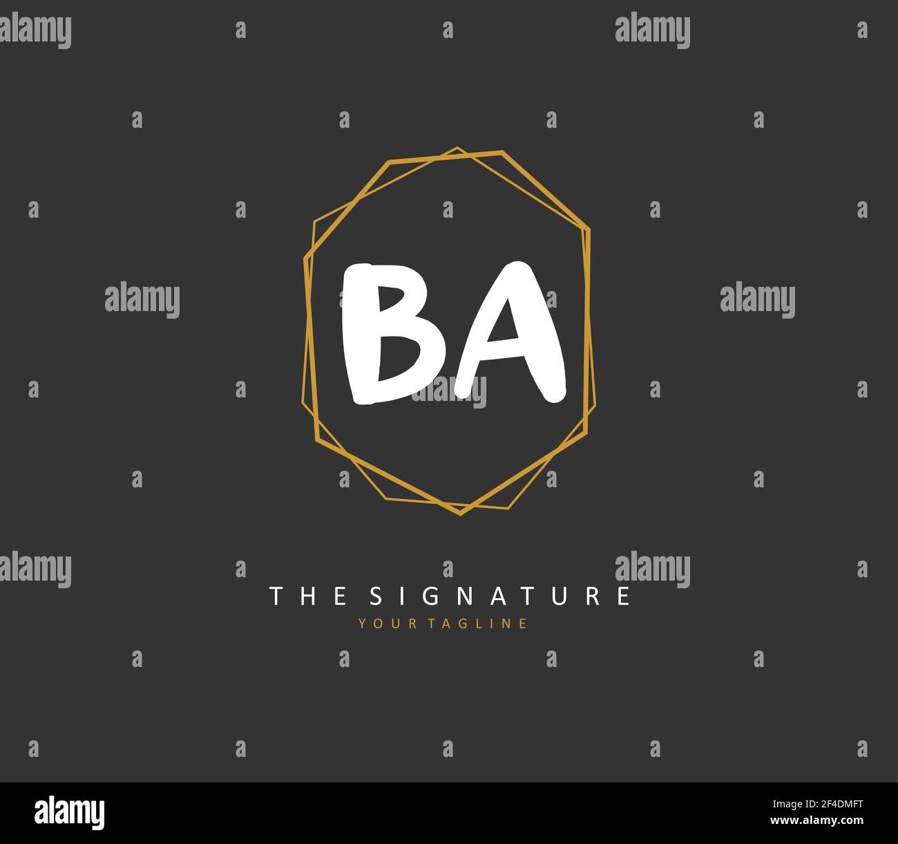 B A BA Initial letter handwriting and signature logo. A concept ...