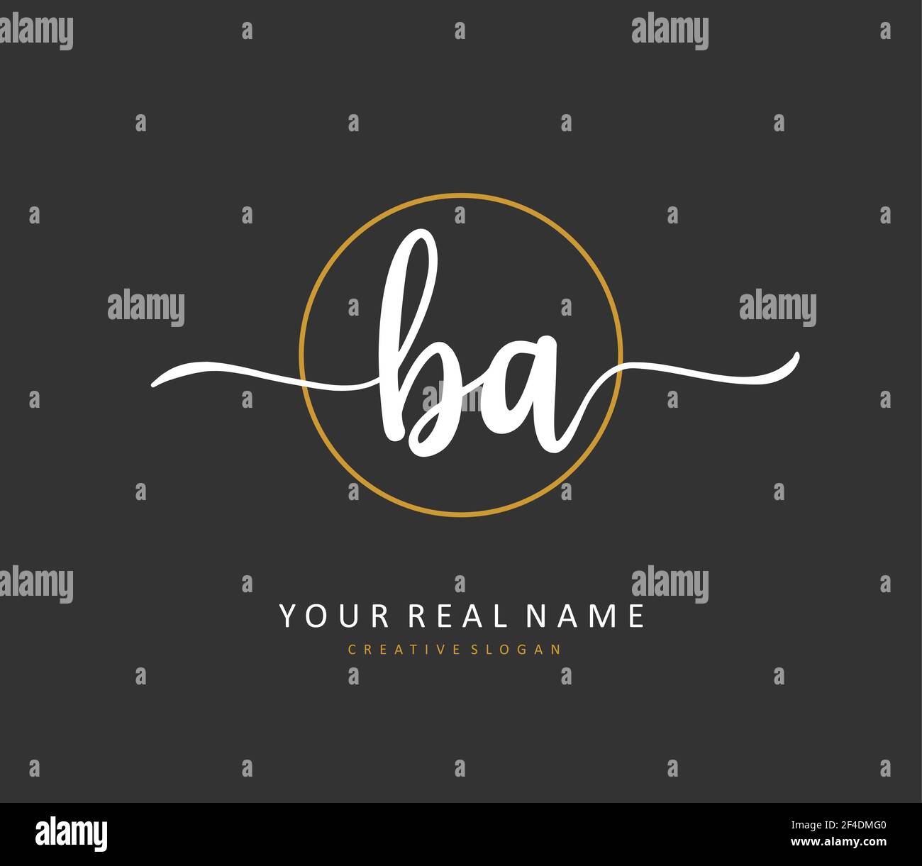 B A BA Initial letter handwriting and signature logo. A concept ...