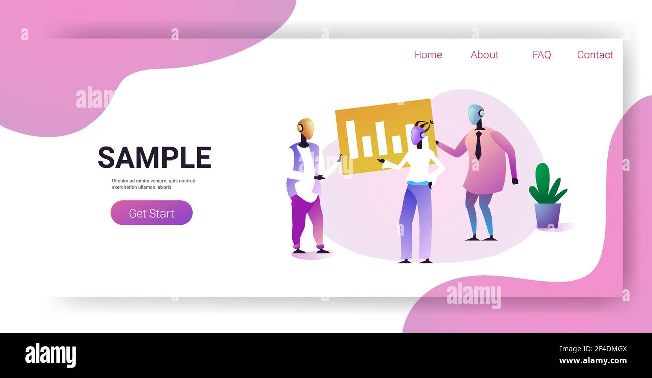 robotic characters analyzing financial graph artificial intelligence ...