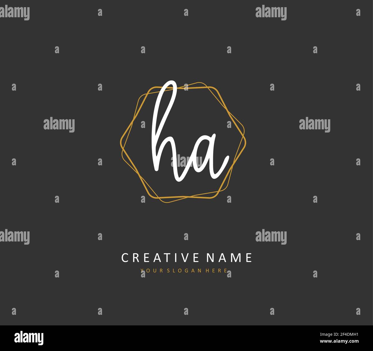 H A HA Initial letter handwriting and signature logo. A concept ...