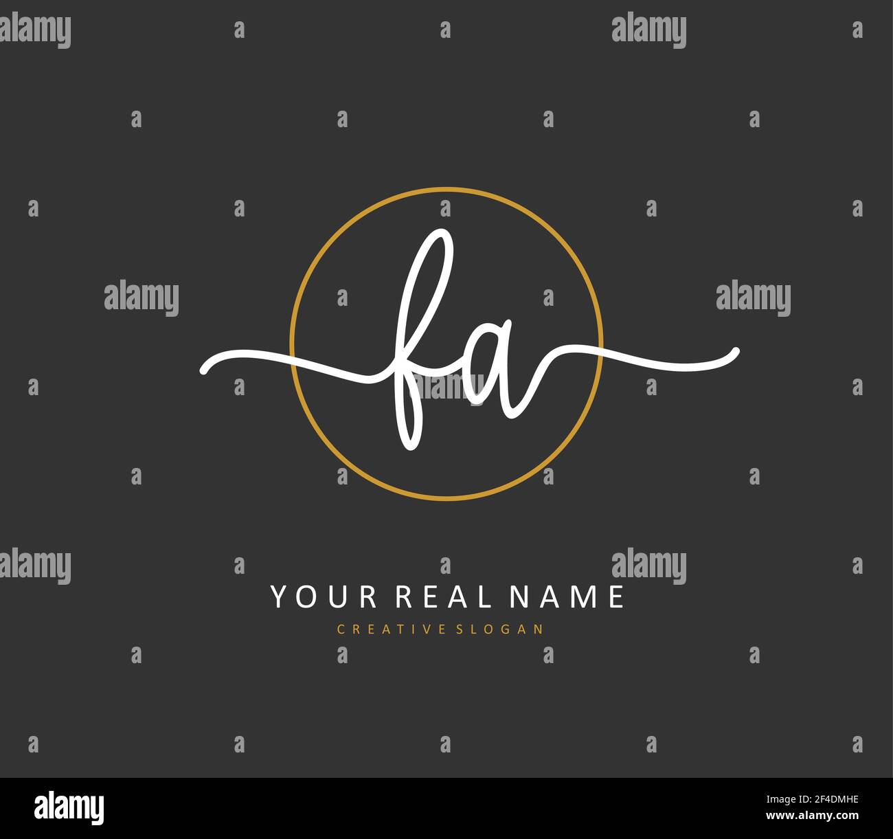 F A FA Initial letter handwriting and signature logo. A concept ...