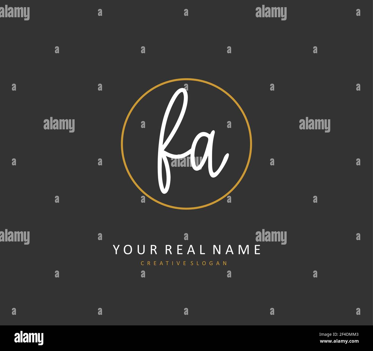 F A FA Initial letter handwriting and signature logo. A concept ...