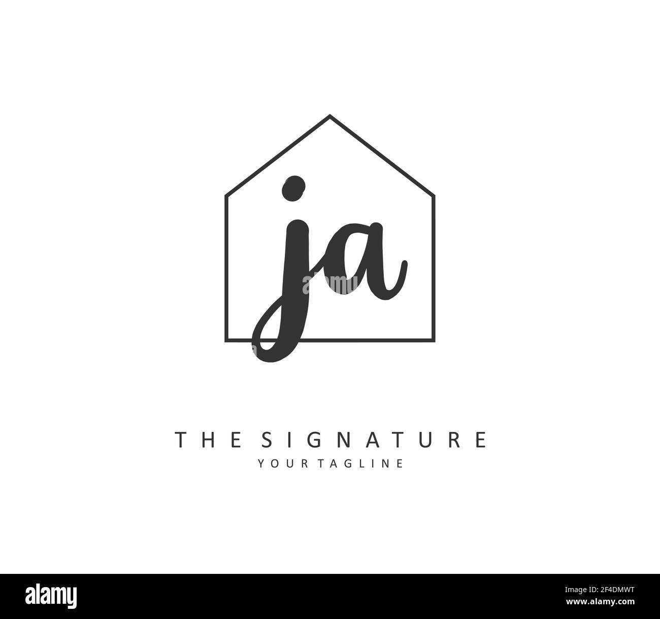 J A JA Initial letter handwriting and signature logo. A concept ...