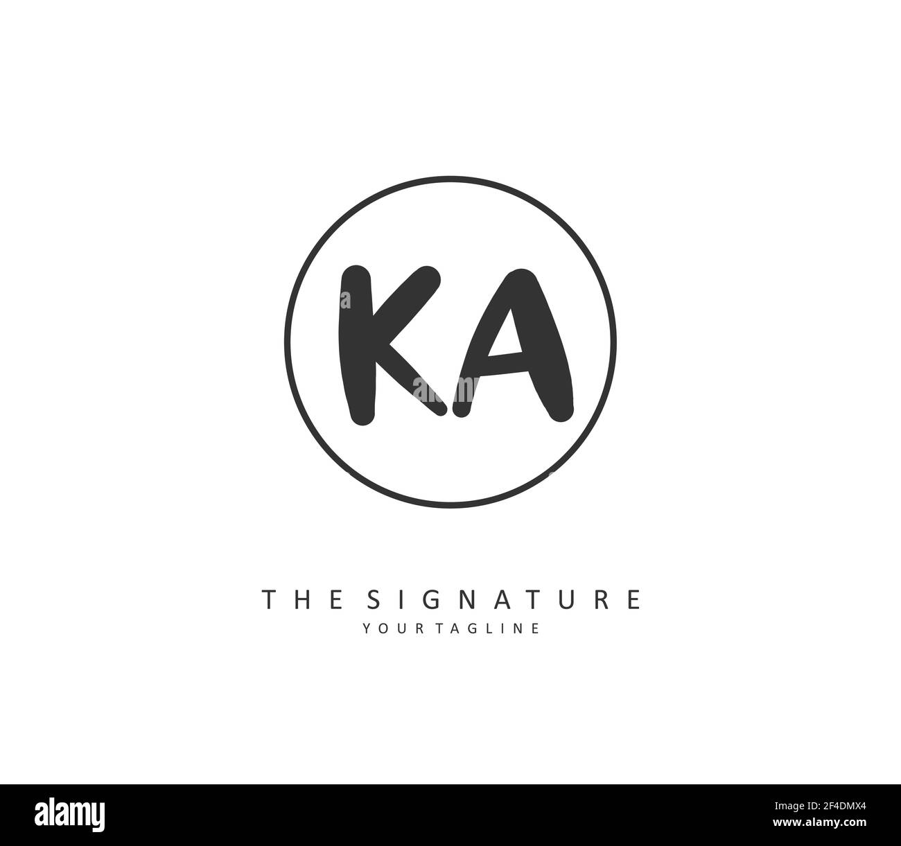 K A KA Initial letter handwriting and signature logo. A concept ...