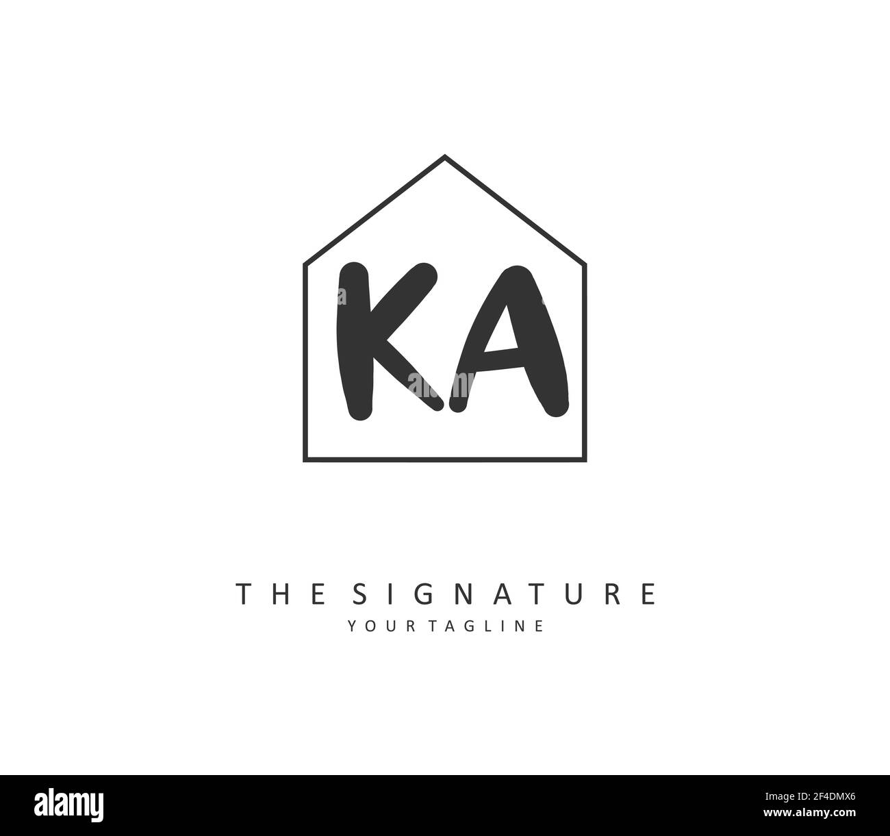 K A KA Initial letter handwriting and signature logo. A concept ...