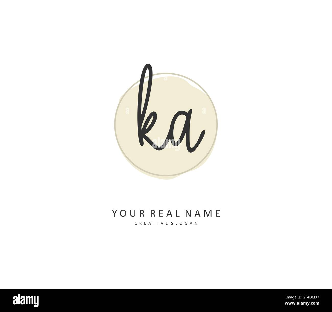 K A KA Initial letter handwriting and signature logo. A concept ...