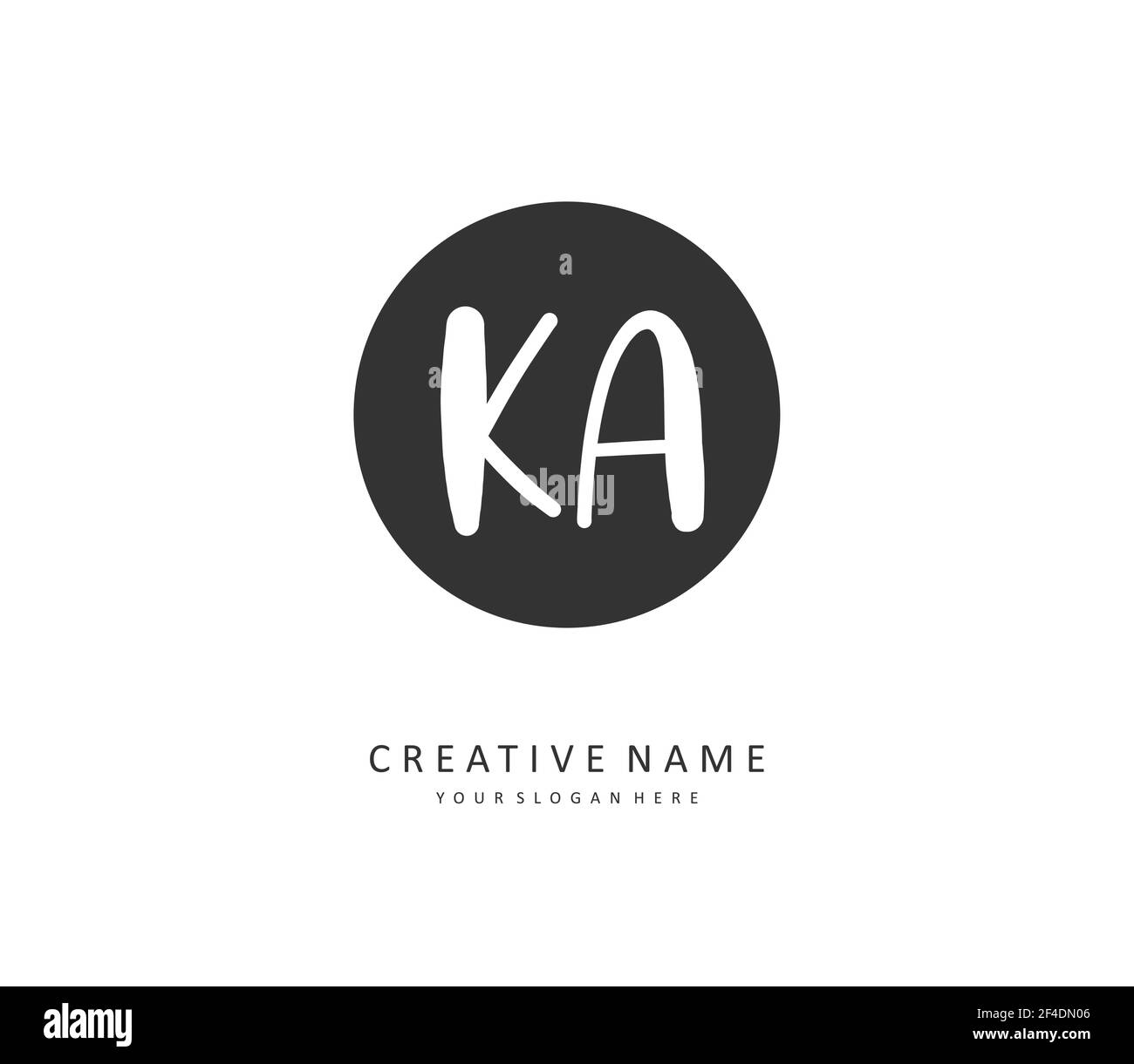 K A KA Initial letter handwriting and signature logo. A concept ...