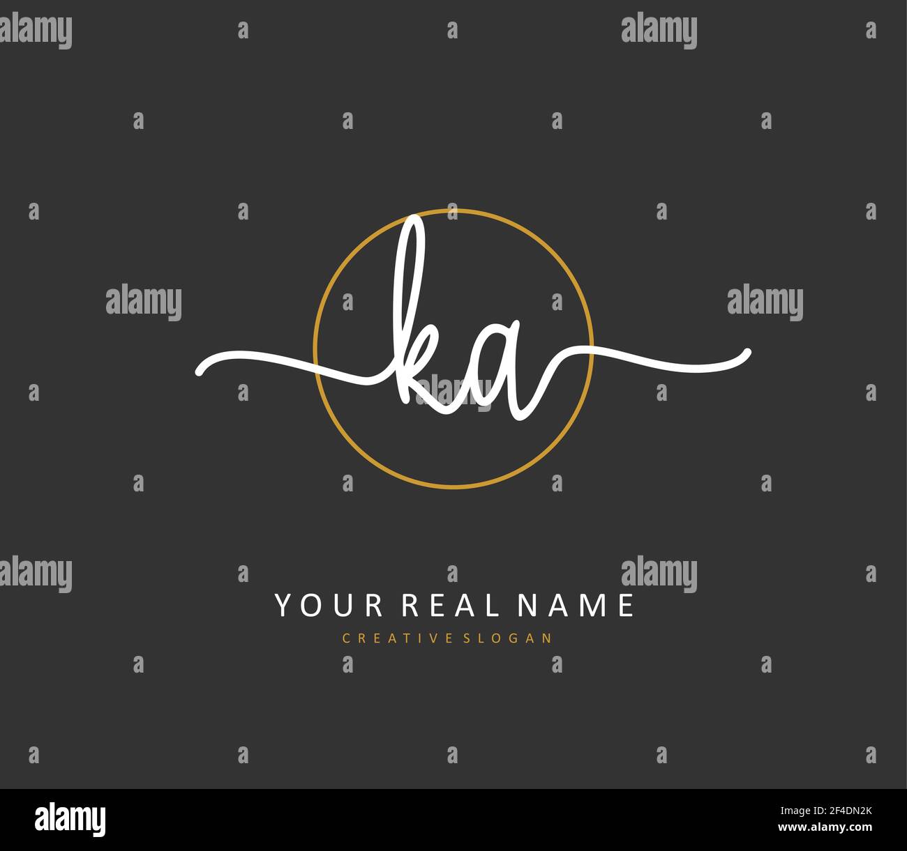K A KA Initial letter handwriting and signature logo. A concept ...