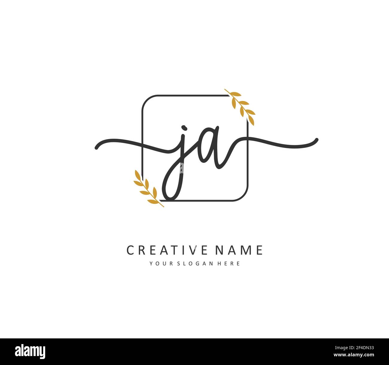 J A JA Initial letter handwriting and signature logo. A concept handwriting initial logo with ...