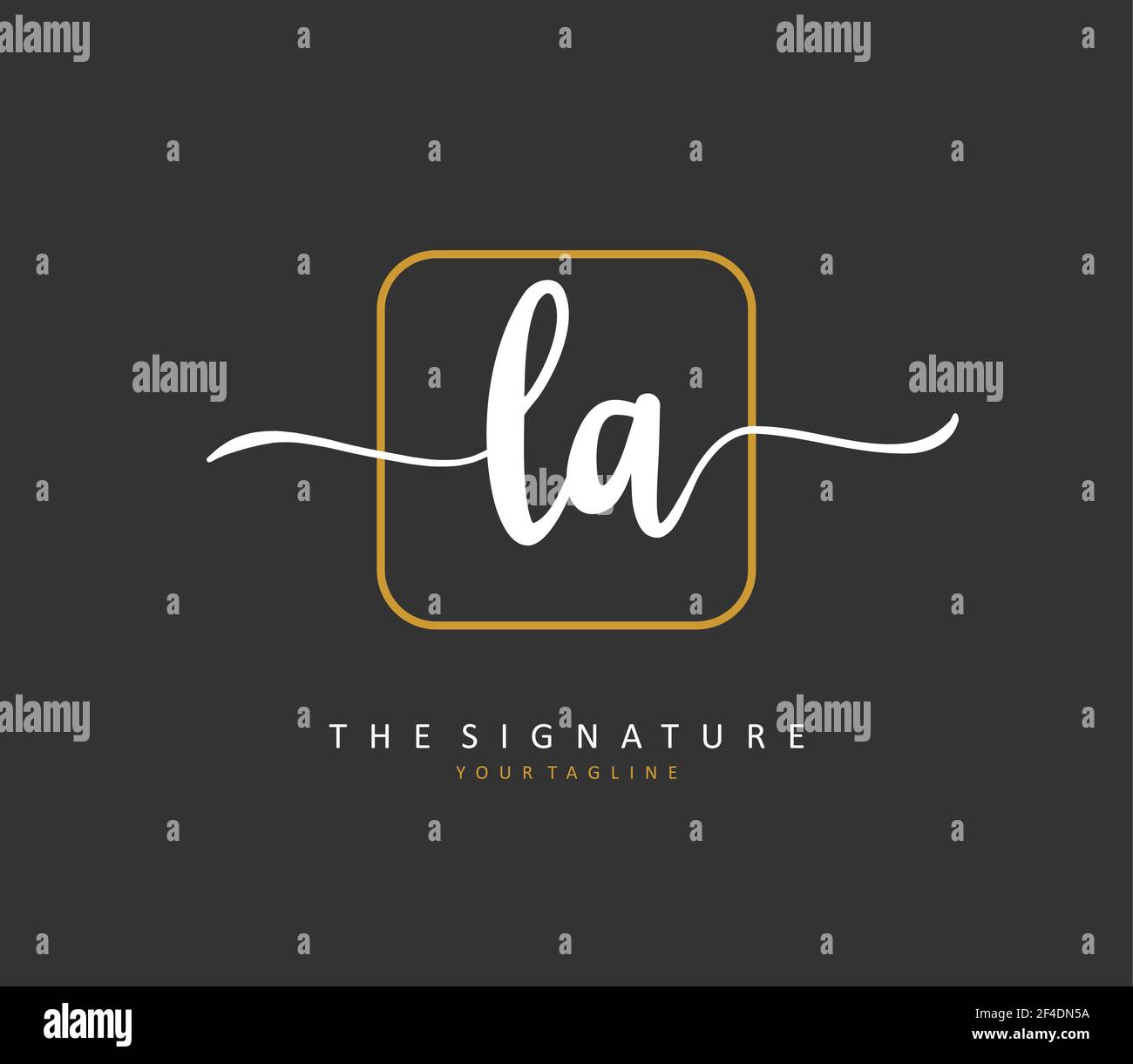 L A LA Initial letter handwriting and signature logo. A concept ...
