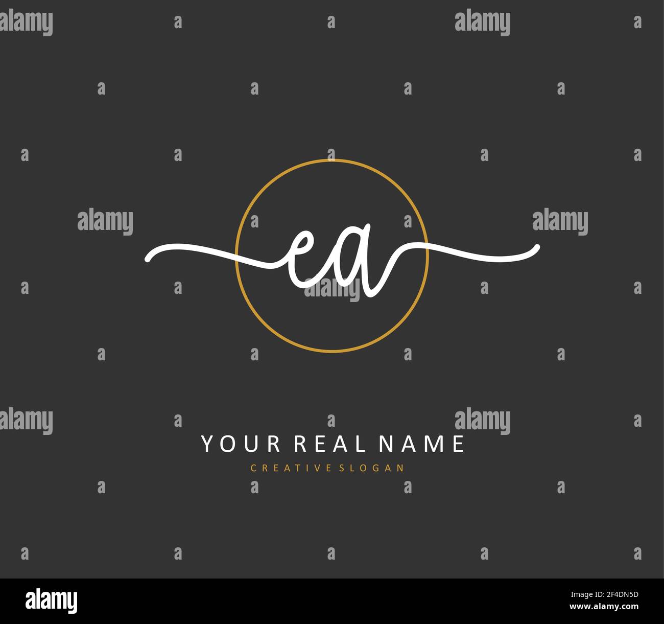 E A EA Initial letter handwriting and signature logo. A concept ...
