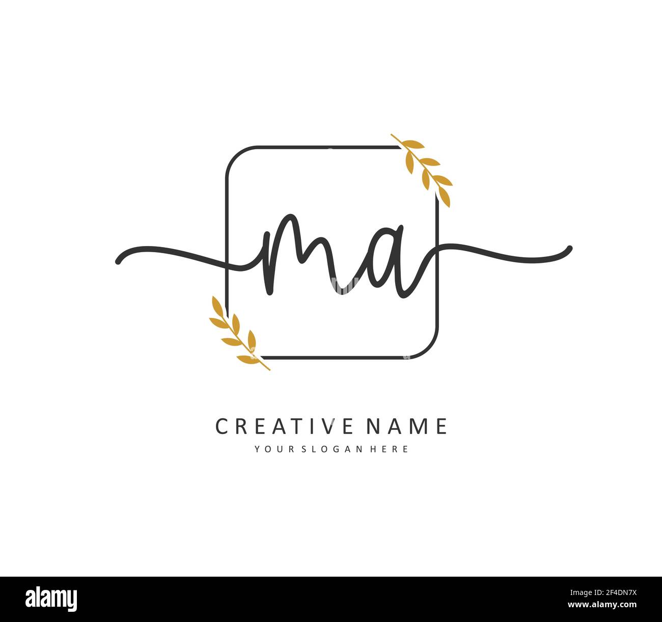 M A MA Initial letter handwriting and signature logo. A concept ...