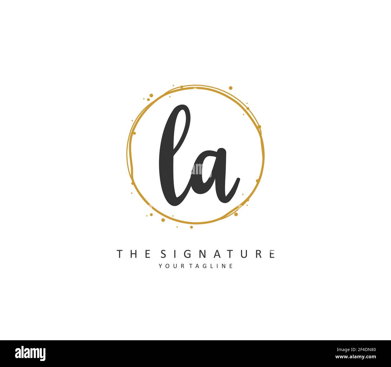 L A LA Initial letter handwriting and signature logo. A concept ...