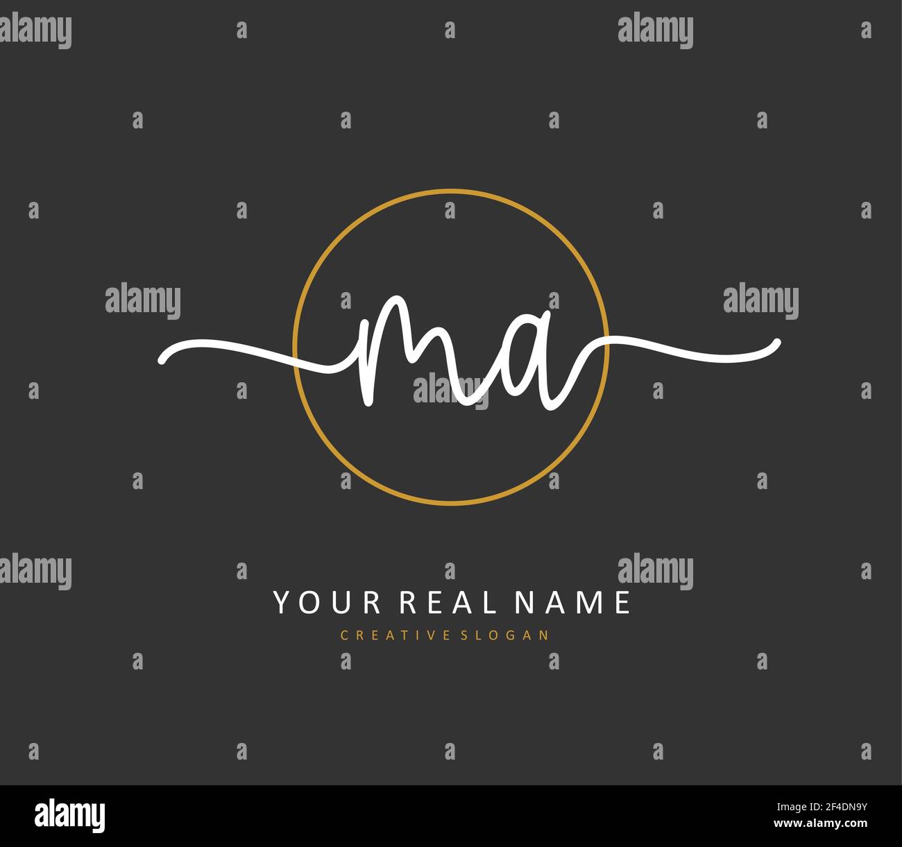 M A MA Initial letter handwriting and signature logo. A concept ...