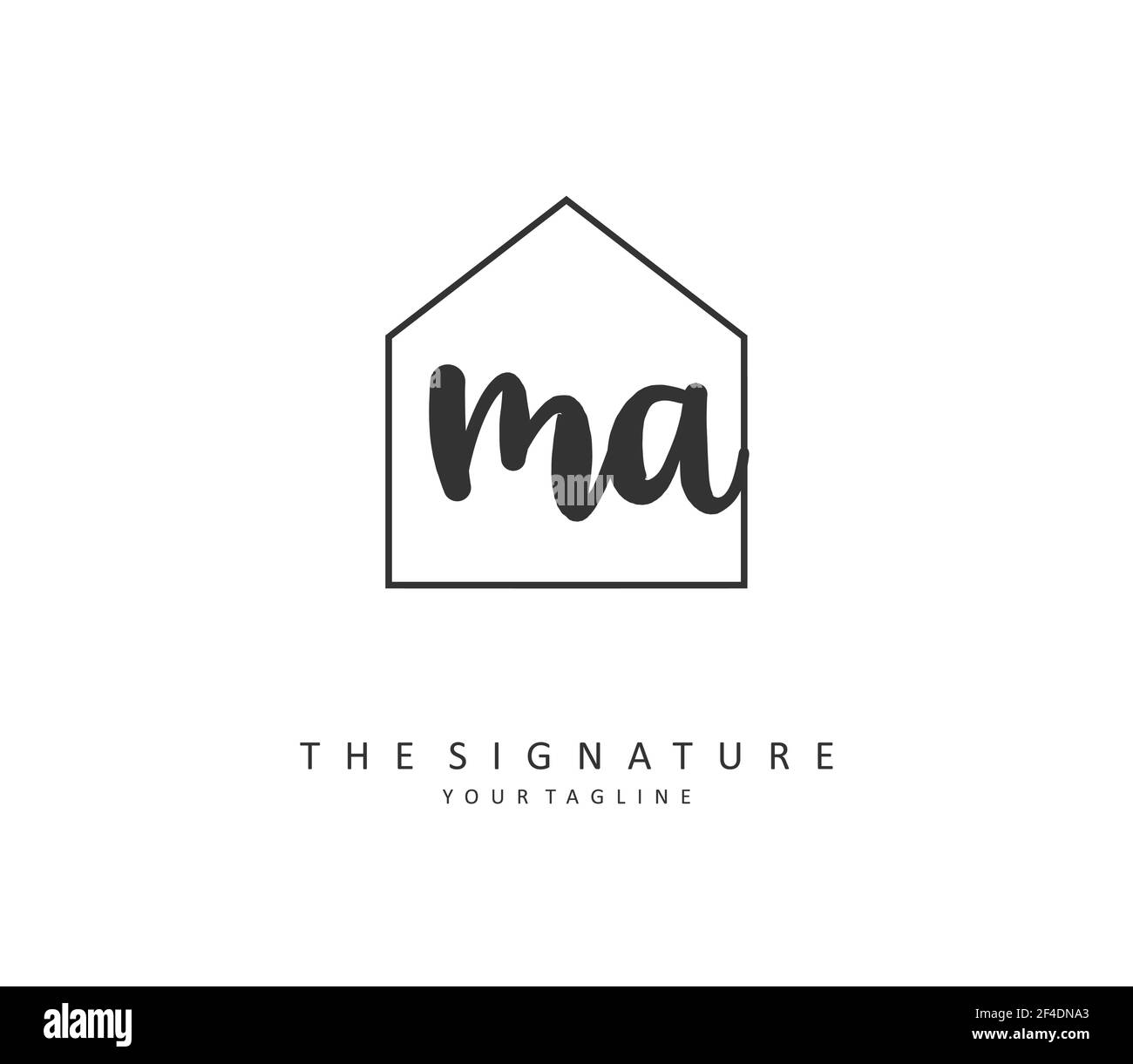 M A MA Initial letter handwriting and signature logo. A concept ...