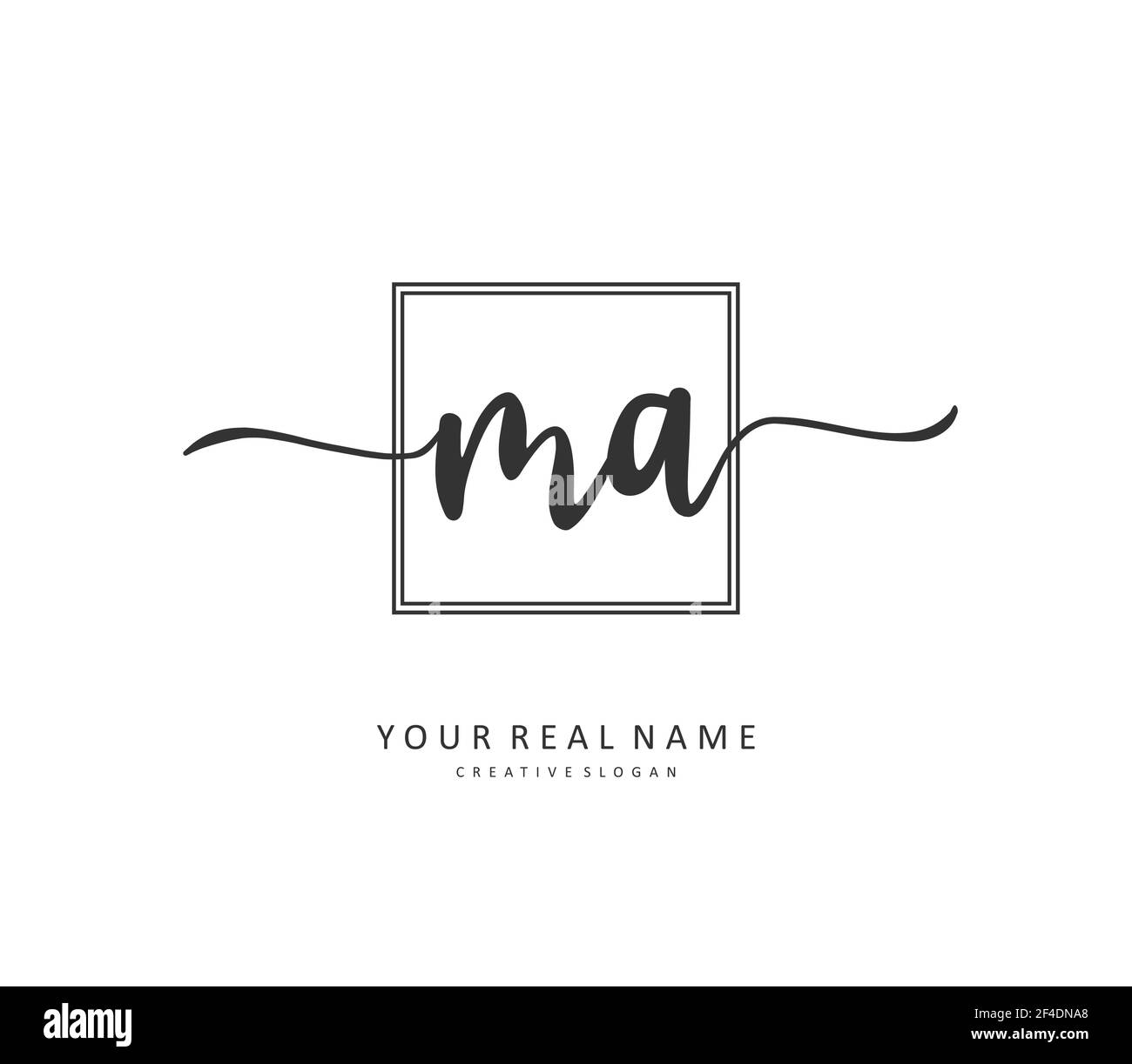 M A MA Initial letter handwriting and signature logo. A concept ...