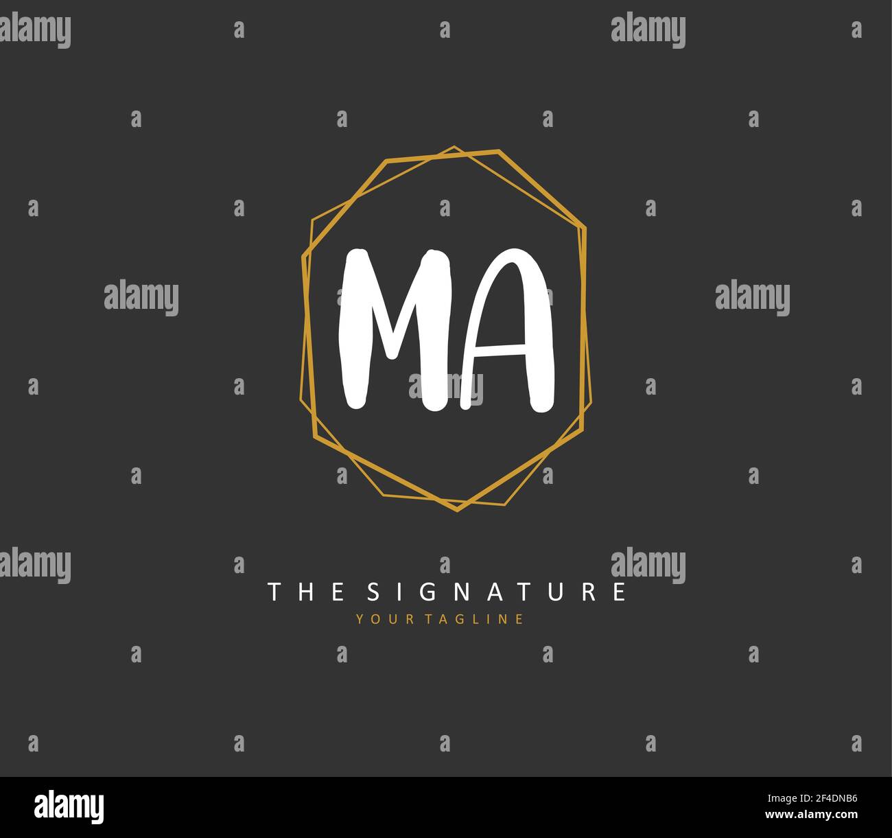 M A MA Initial letter handwriting and signature logo. A concept ...