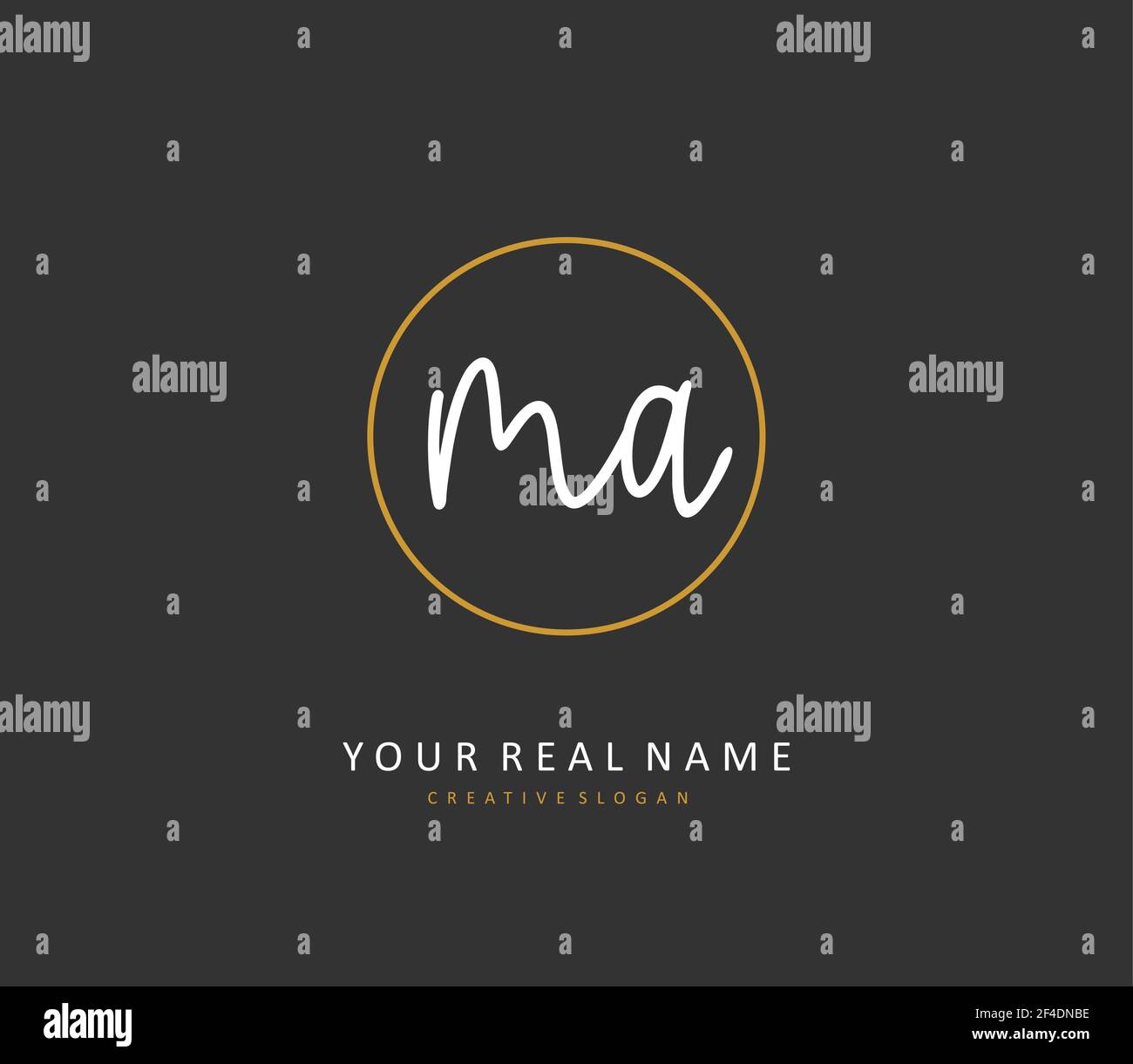 M A MA Initial letter handwriting and signature logo. A concept ...