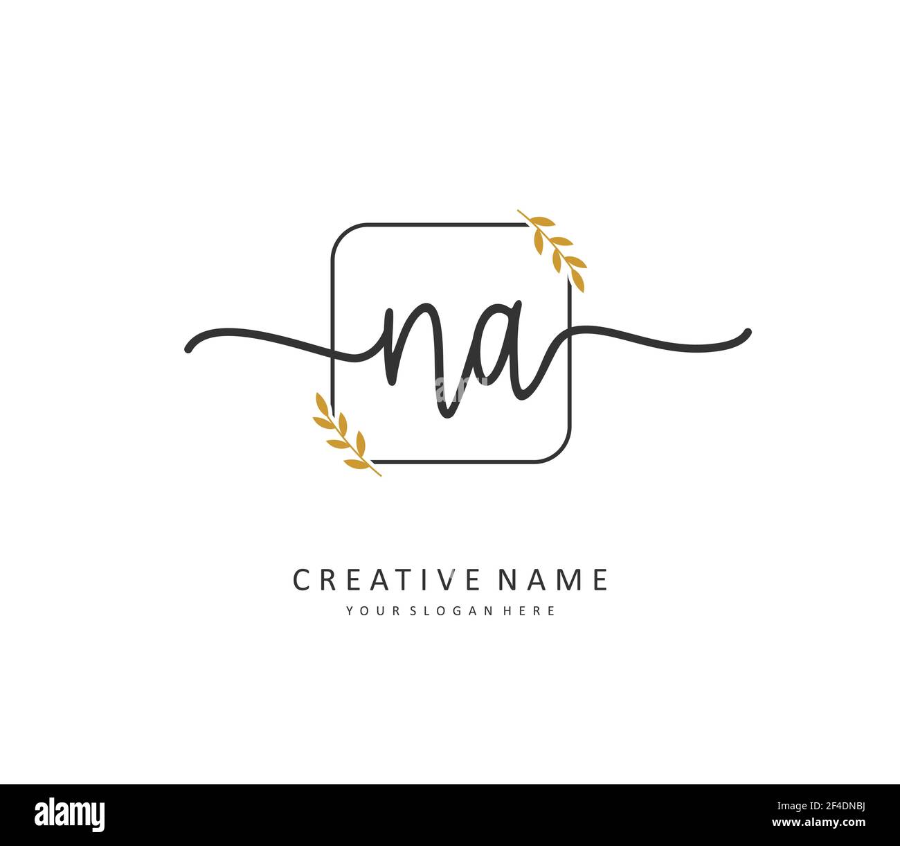 N A NA Initial letter handwriting and signature logo. A concept ...