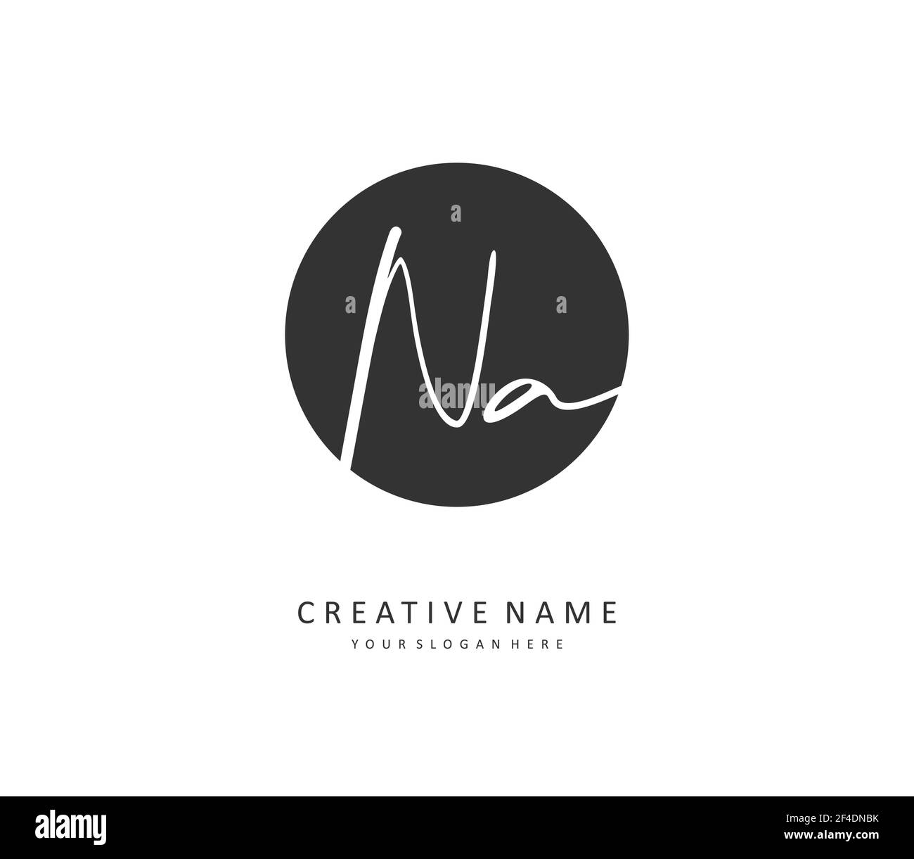 N A NA Initial letter handwriting and signature logo. A concept ...