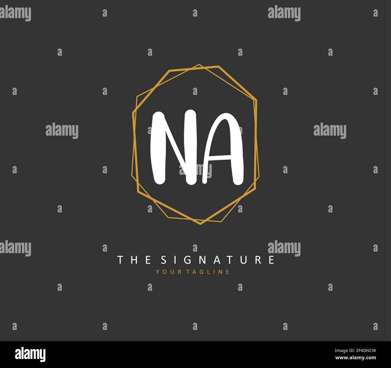 N A NA Initial letter handwriting and signature logo. A concept ...