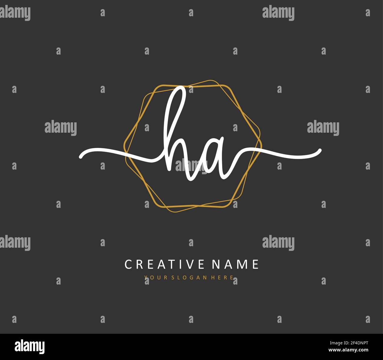 H A HA Initial letter handwriting and signature logo. A concept ...