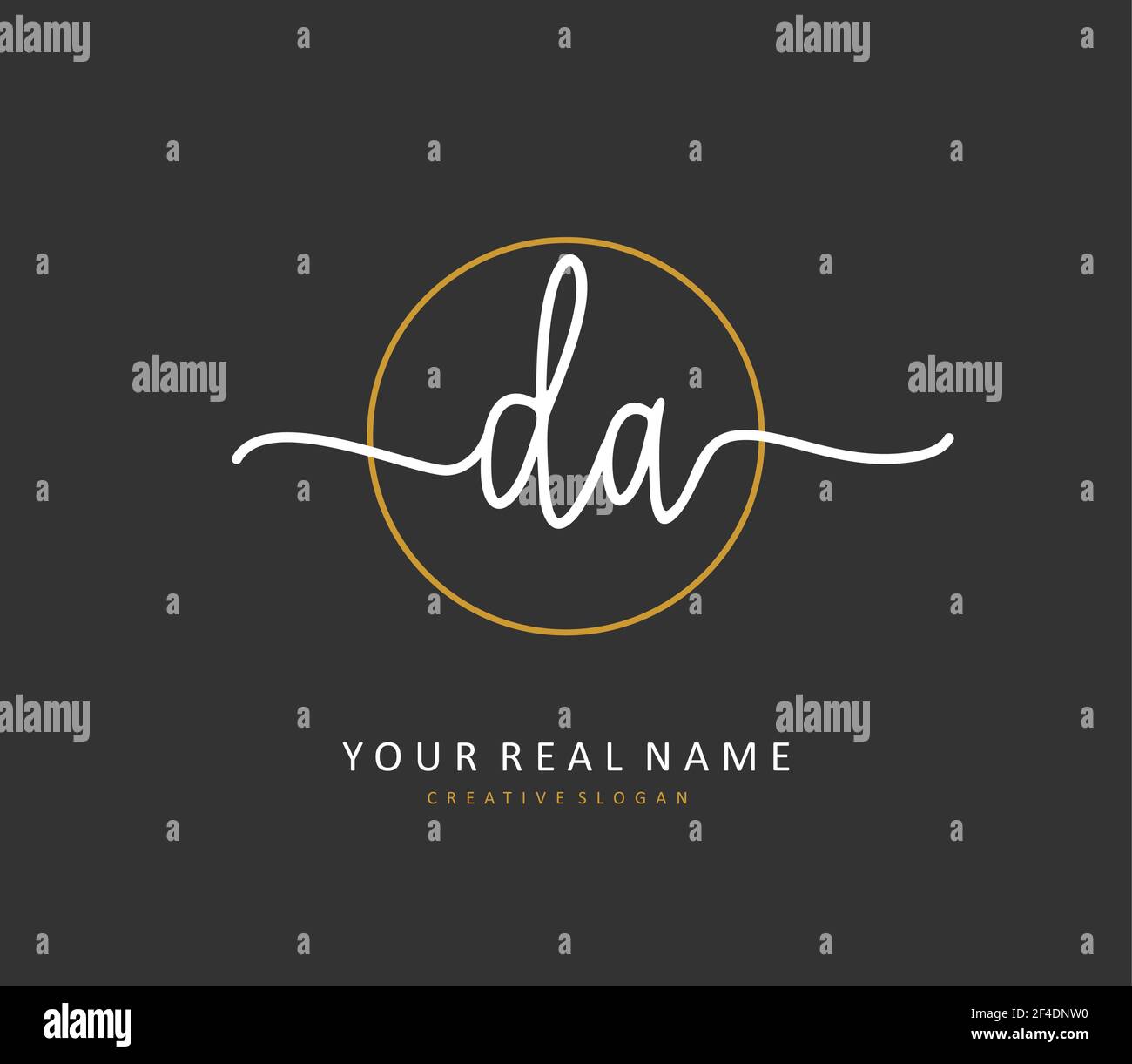 DA Initial letter handwriting and signature logo. A concept handwriting ...