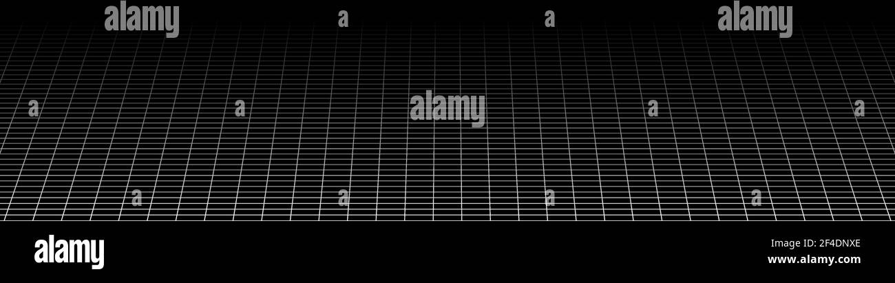 3D grid, mesh in perspective. Vanishing lattice, grating into horizon ...